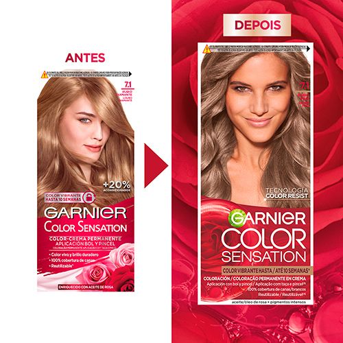 Tinta de cabelo permanente Color Sensation 7.1 Loiro Frio | Garnier